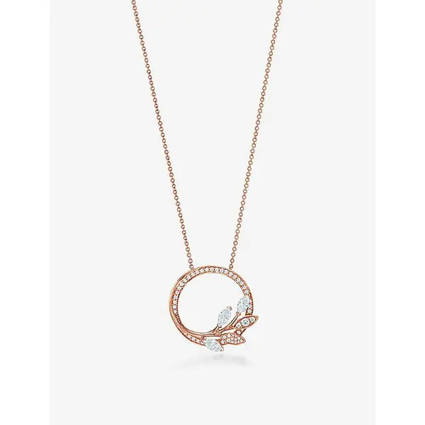 Tiffany & Co. Vine Circle Diamond Pendant Necklace - 18k Rose Gold