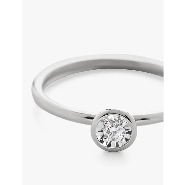 Monica Vinader Solitaire And 0.06ct Lab-grown Diamond Ring - Sterling Silver
