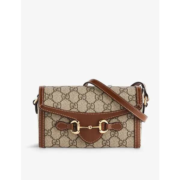 Gucci Horsebit 1955 Canvas Cross-body Bag - B.eb/brown Sugar