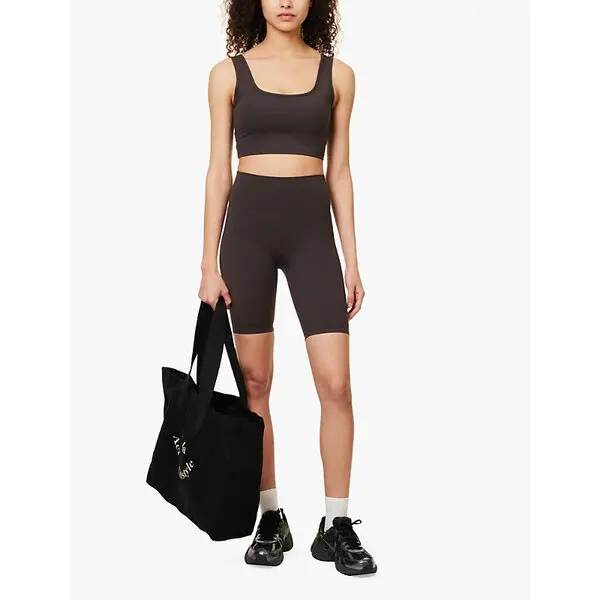 ADANOLA Ultimate Square-neck Stretch-woven Sports Bra - Coffee Bean