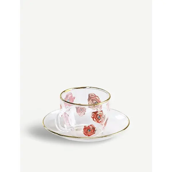 SELETTI Wears Toiletpaper Roses Printed Glass Coffee Set - One-color
