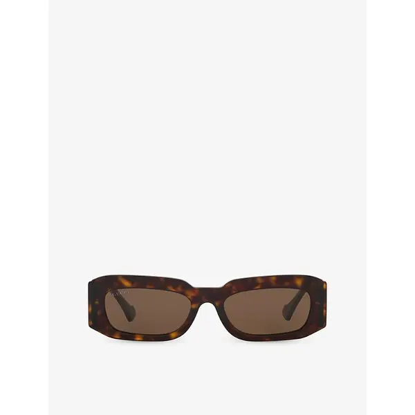 Gucci Rectangle-frame Acetate Sunglasses - Brown