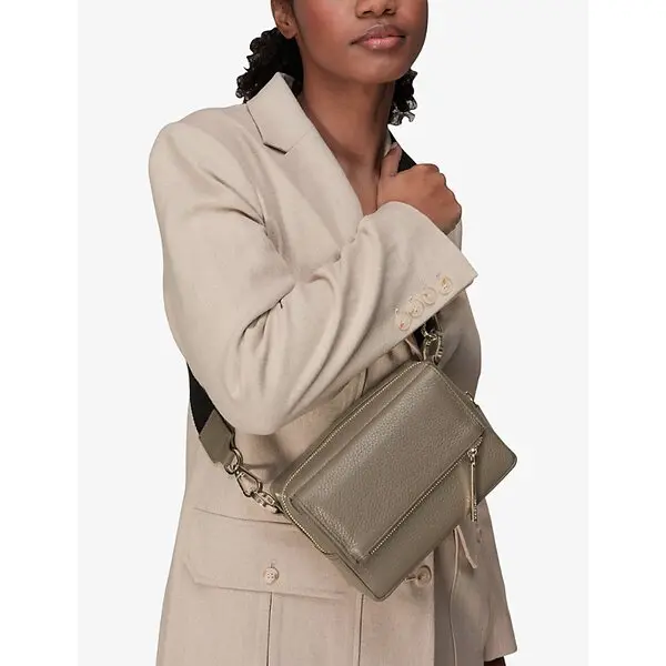 Whistles Bibi Leather Crossbody Bag - Khaki/olive