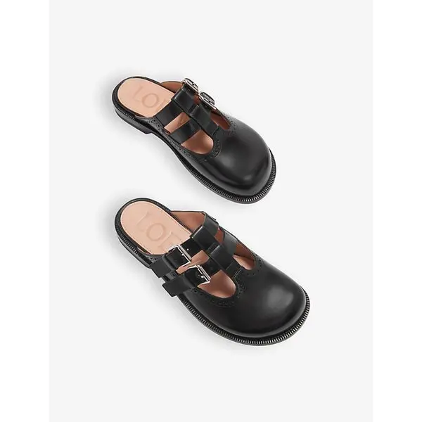 Loewe Campo Mary-Jane Leather Mules - Black | Editorialist