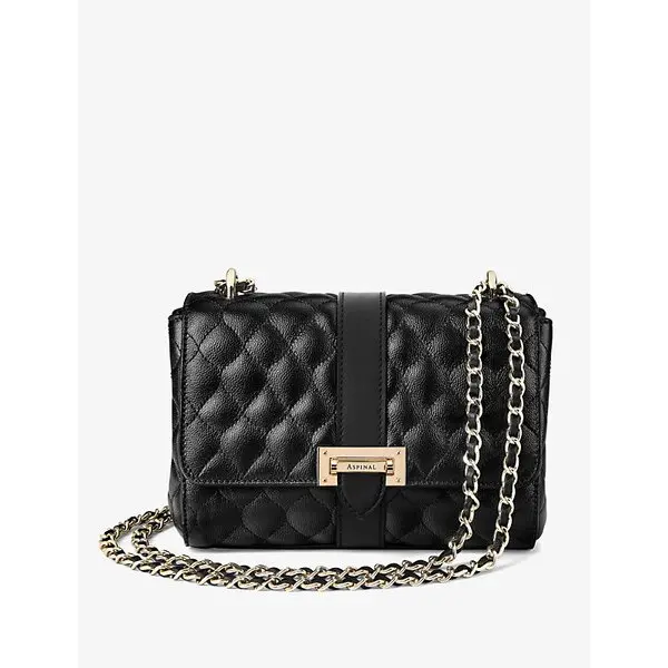 ASPINAL OF LONDON Lottie Quilted Leather Shoulder Bag - Black