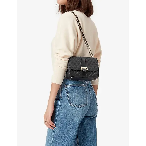 ASPINAL OF LONDON Lottie Quilted Leather Shoulder Bag - Black