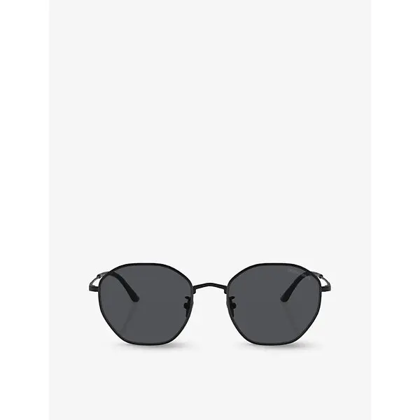 Giorgio Armani Ar6150 Round-frame Metal Sunglasses - Black