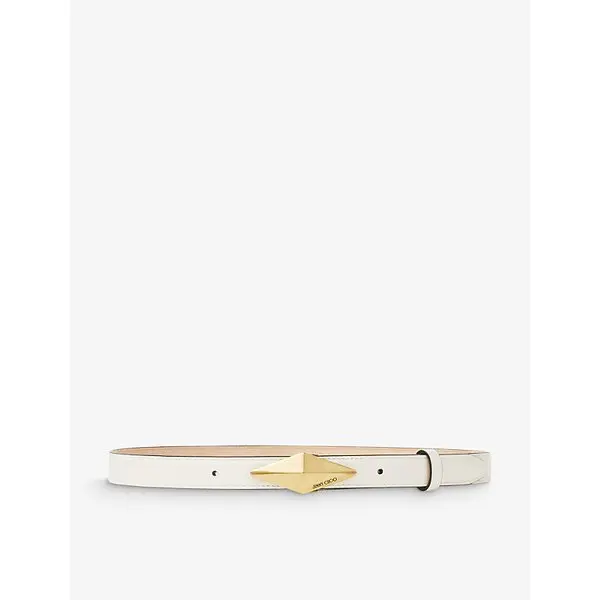 JIMMY CHOO Diamond Leather Belt - Latte/gold