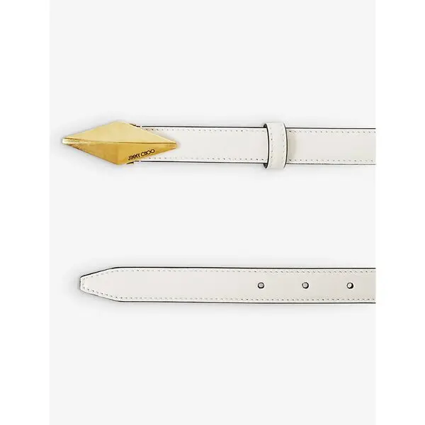 JIMMY CHOO Diamond Leather Belt - Latte/gold