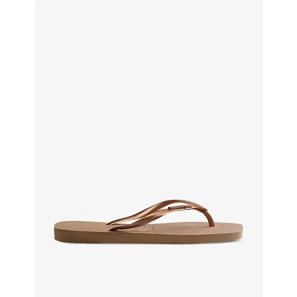 Havaianas Logo-embellished Rubber Flip-flops - Rose Gold