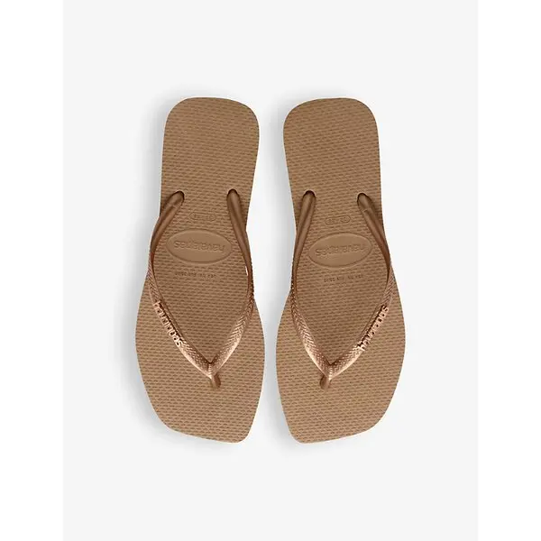 Havaianas Logo-embellished Rubber Flip-flops - Rose Gold