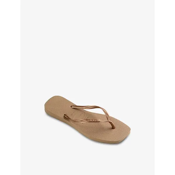 Havaianas Logo-embellished Rubber Flip-flops - Rose Gold