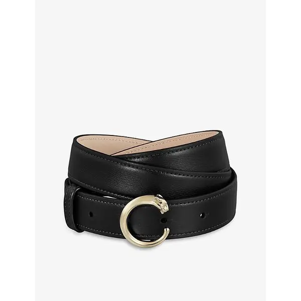 Cartier Panthère De Large Buckled Leather Belt - Black