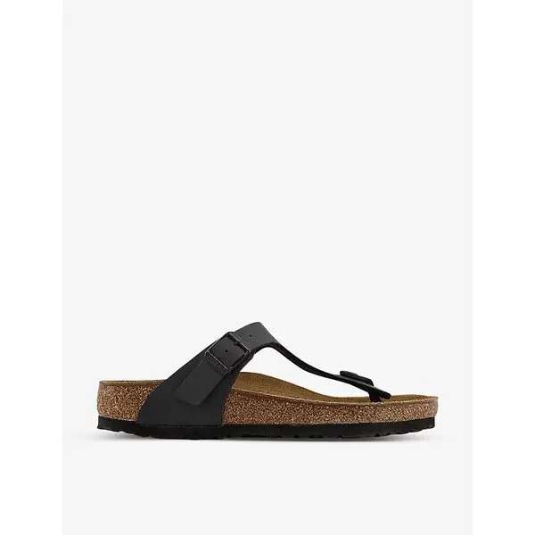 BIRKENSTOCK Branded-hardware Faux-leather Thong Sandals - Black