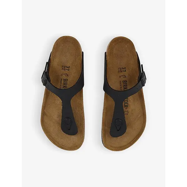 BIRKENSTOCK Branded-hardware Faux-leather Thong Sandals - Black