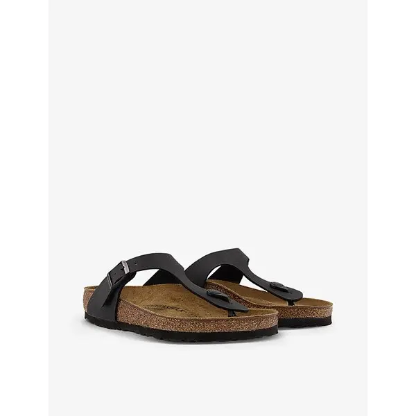 BIRKENSTOCK Branded-hardware Faux-leather Thong Sandals - Black