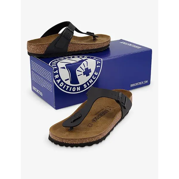 BIRKENSTOCK Branded-hardware Faux-leather Thong Sandals - Black