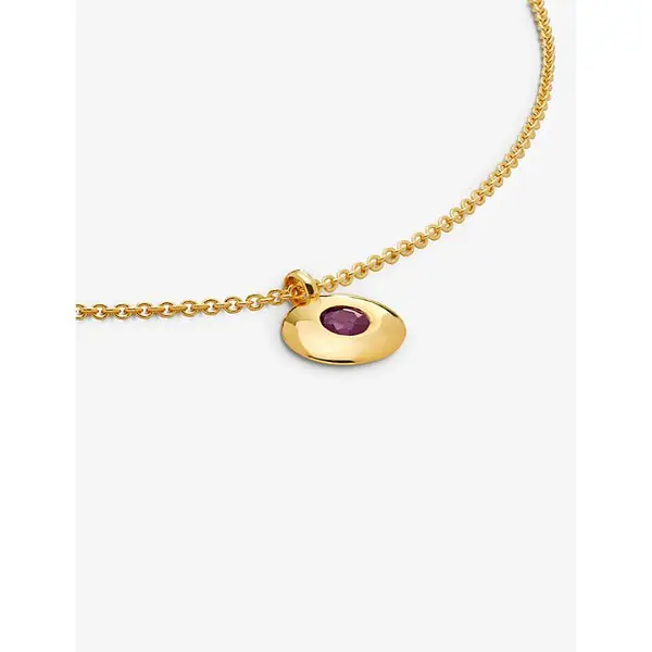 Monica Vinader Birthstone Ruby Pendant Necklace - Yellow Gold