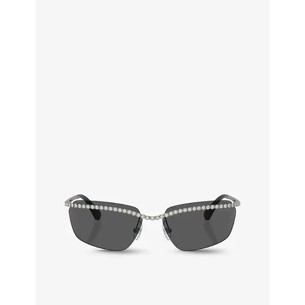 SWAROVSKI Gem-embellished Rectangle Sunglasses - Grey