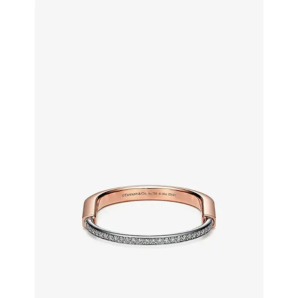 Tiffany & Co. Lock 18ct Rose And White-gold And 1.08ct Diamond Bangle - Rose Gold