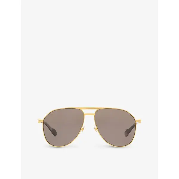 Gucci Gc001938 Gg1220s Pilot-frame Sunglasses - Gold