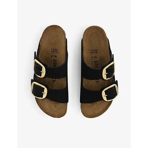BIRKENSTOCK Arizona Big-buckle Two-strap Leather Sandals - Black Nubuck