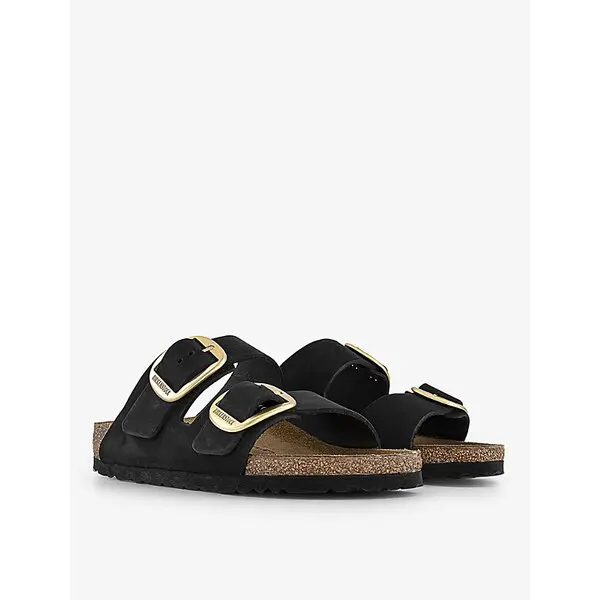 BIRKENSTOCK Arizona Big-buckle Two-strap Leather Sandals - Black Nubuck