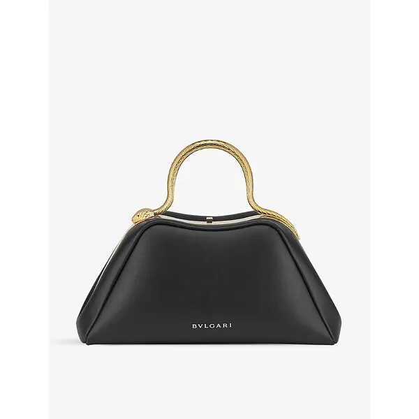 BVLGARI Serpentine Leather Top-handle Bag