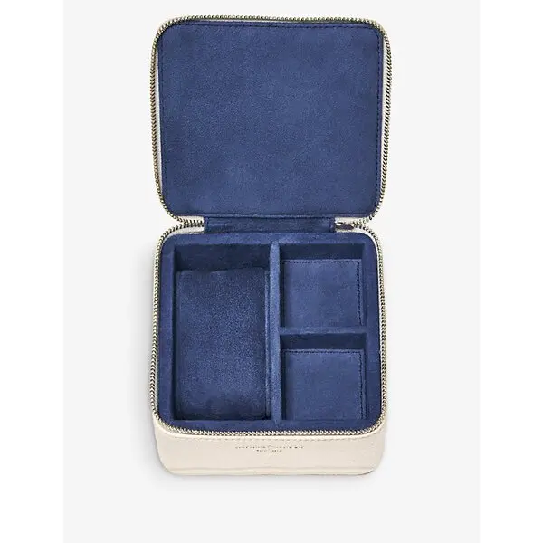 ASPINAL OF LONDON Logo-print Grained-leather Watch And Ring Box