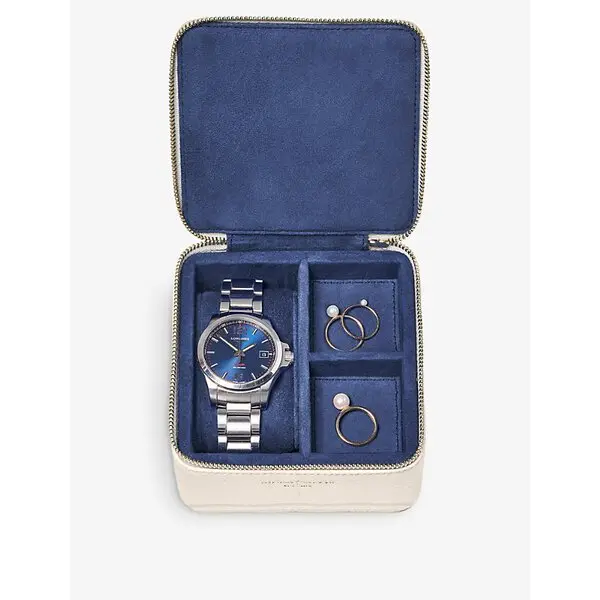 ASPINAL OF LONDON Logo-print Grained-leather Watch And Ring Box