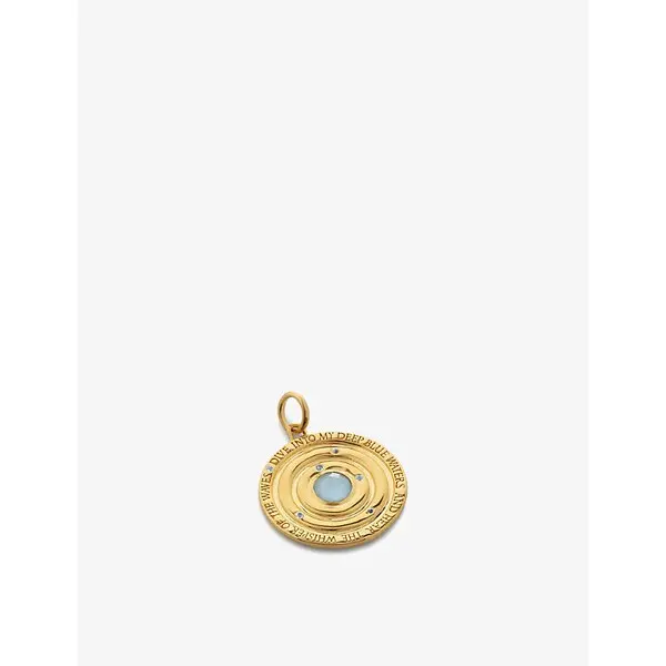 Monica Vinader Ocean Aquamarine Pendant Charm - Yellow Gold