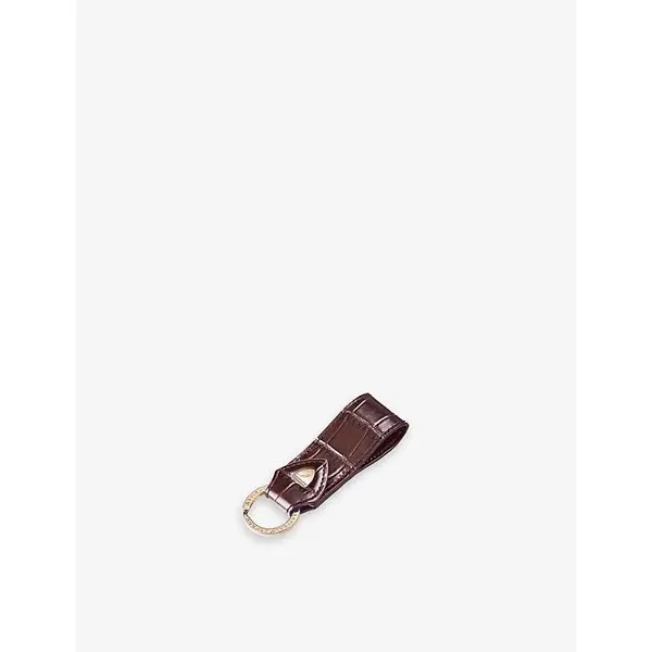 ASPINAL OF LONDON Croc-embossed Leather Loop Keyring - Amazonbrown