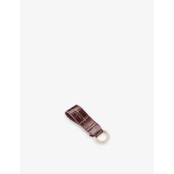 ASPINAL OF LONDON Croc-embossed Leather Loop Keyring - Amazonbrown