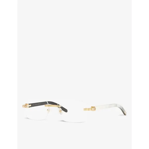 Cartier Ct0286o Rectangular-frame Metal And Horn Glasses