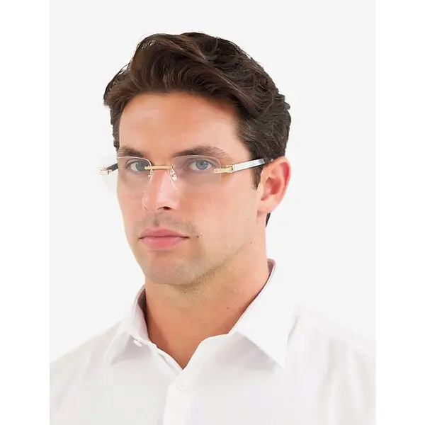 Cartier Ct0286o Rectangular-frame Metal And Horn Glasses
