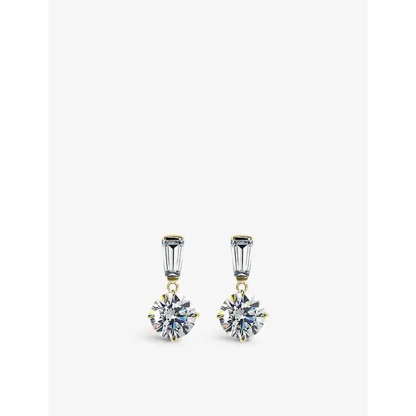 CARAT* LONDON Athena 9ct Yellow And Cubic Zirconia Drop Earrings - Gold