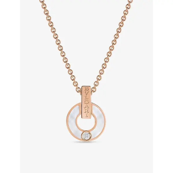 BVLGARI 18ct Diamond And Mother Of Pearl Necklace - Rose Gold