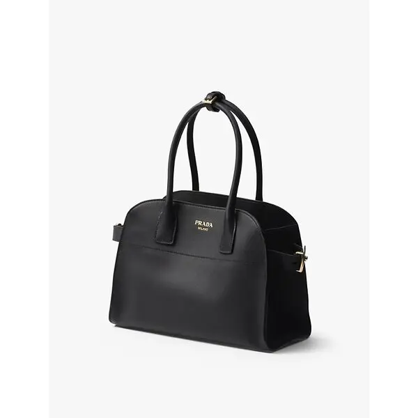 Prada Foiled-logo Leather Top-handle Bag - Black