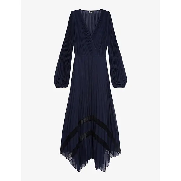 The Kooples Pleated Maxi Dress - Navy | Editorialist