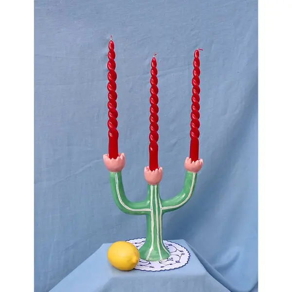 LAETITIA ROUGET Tulip Hand-painted Ceramic Candleholder 28cm