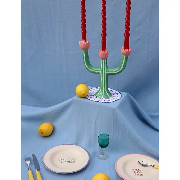 LAETITIA ROUGET Tulip Hand-painted Ceramic Candleholder 28cm