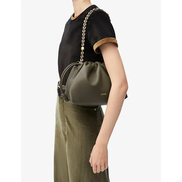 Loewe Flamenco Leather Shoulder Bag - Dark Khaki Green