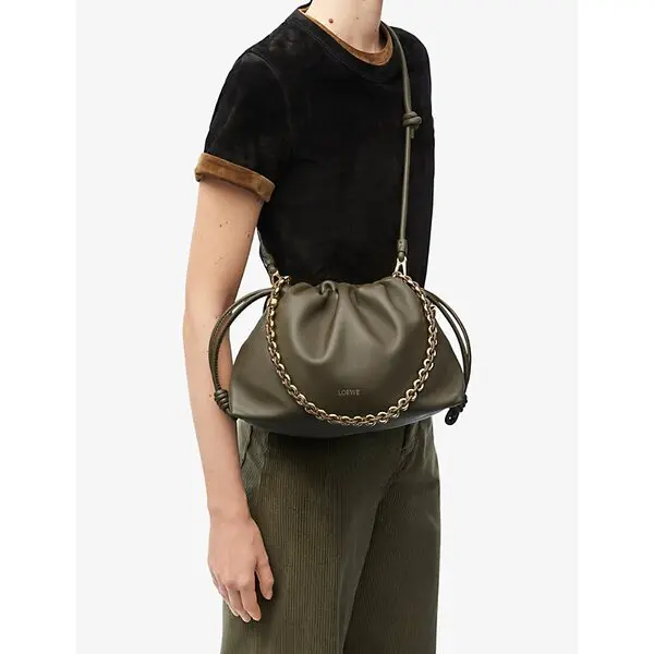 Loewe Flamenco Leather Shoulder Bag - Dark Khaki Green