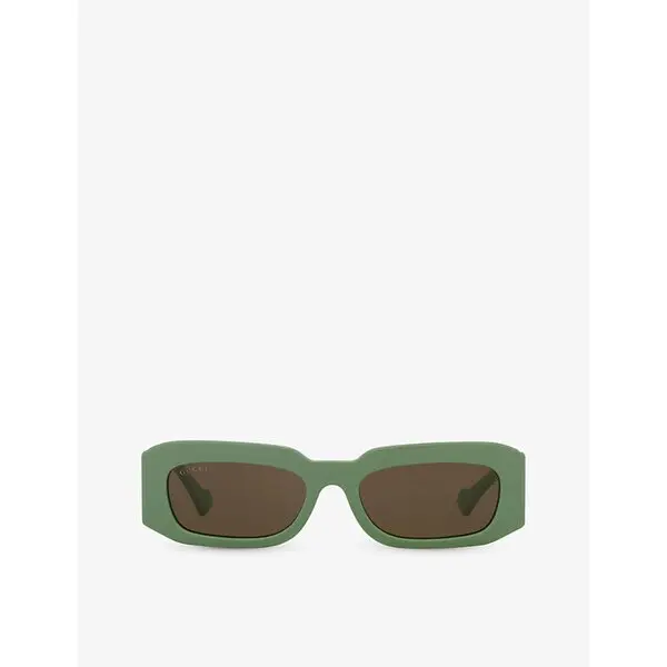 Gucci Gg1426s Rectangle-frame Sunglasses - Green