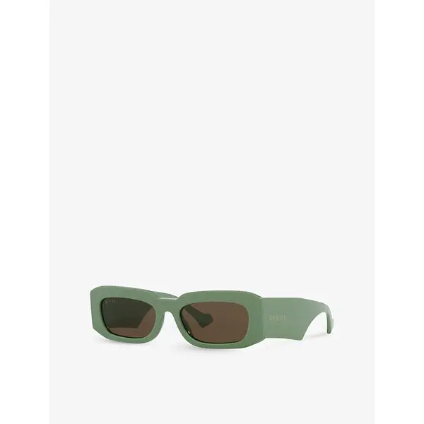 Gucci Gg1426s Rectangle-frame Sunglasses - Green