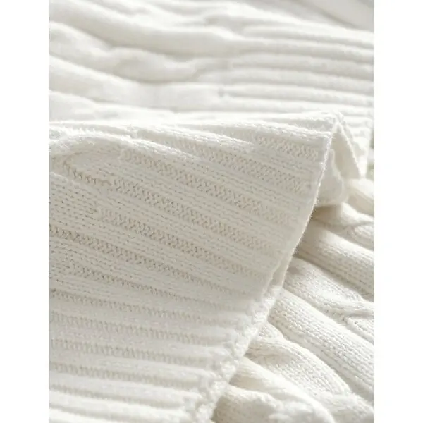 Ralph Lauren Logo-embroidered Cable-knit Cotton Throw 130cm X 180cm