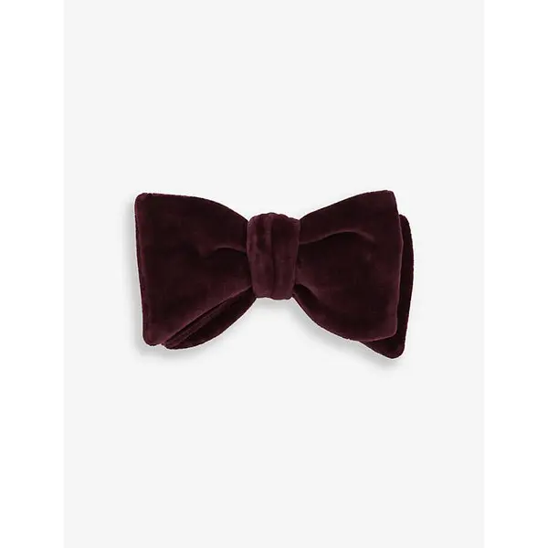 REISS Velvet Bow Tie - Bordeaux