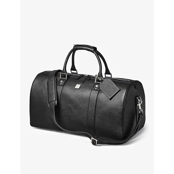 ASPINAL OF LONDON Boston Grained-leather Duffle Bag - Black