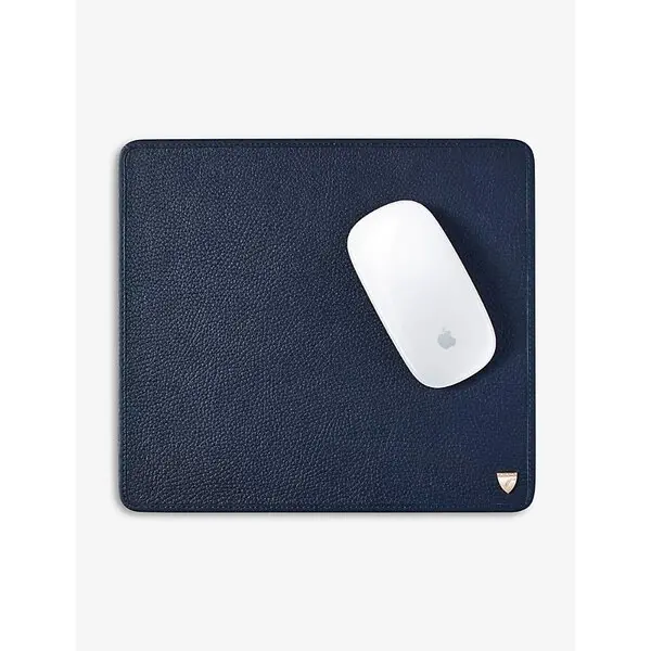 ASPINAL OF LONDON Logo-embossed Grained-leather Mouse Pad