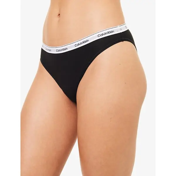 Calvin Klein Modern Branded-waistband Pack Of Three Stretch-cotton Briefs - Blk Wht Grey